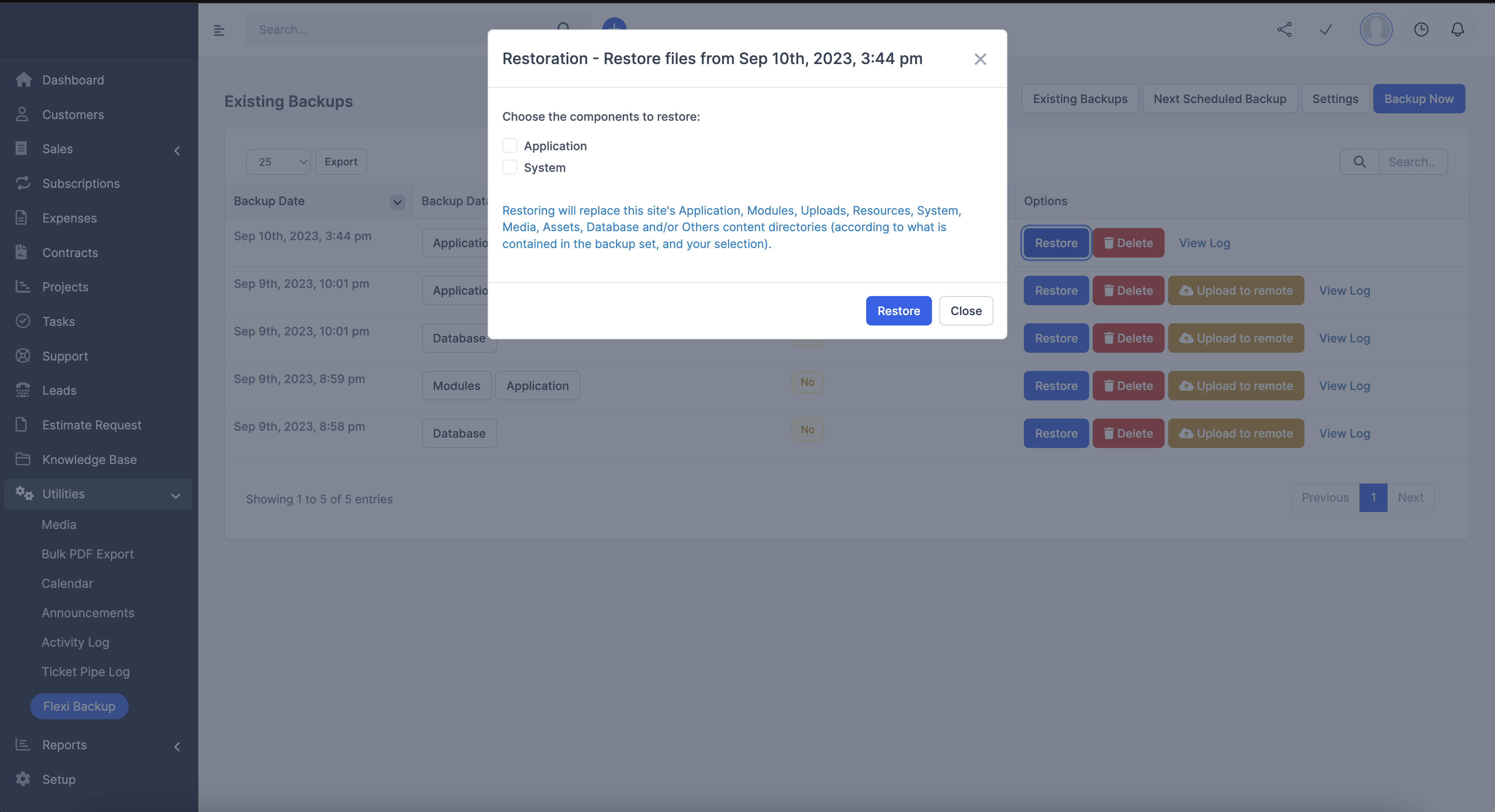 Flexible Backup and Restore Module for Perfex by flexibyte88 | CodeCanyon